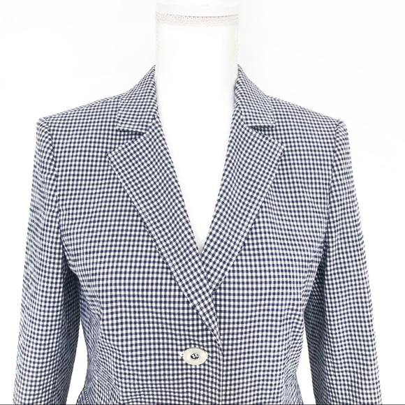 Basler | Jackets & Coats | Basler Checkered Blazer White Navy | Poshmark